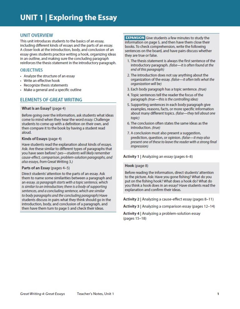 PDF | Great Writing 4 Teacher’s Book 5th edition (Answer keys + Teacher ...
